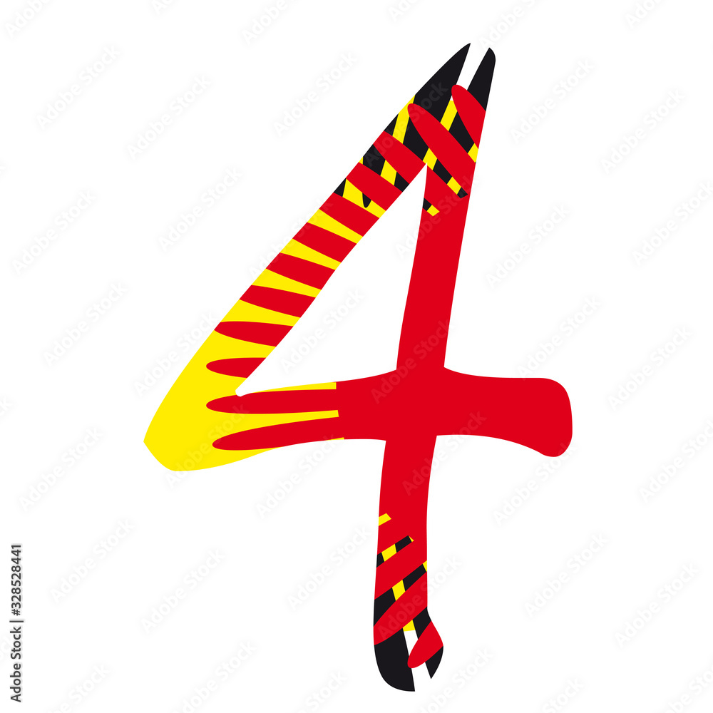 Patterned red yellow black number 4 Logo Design template Stock Vector ...