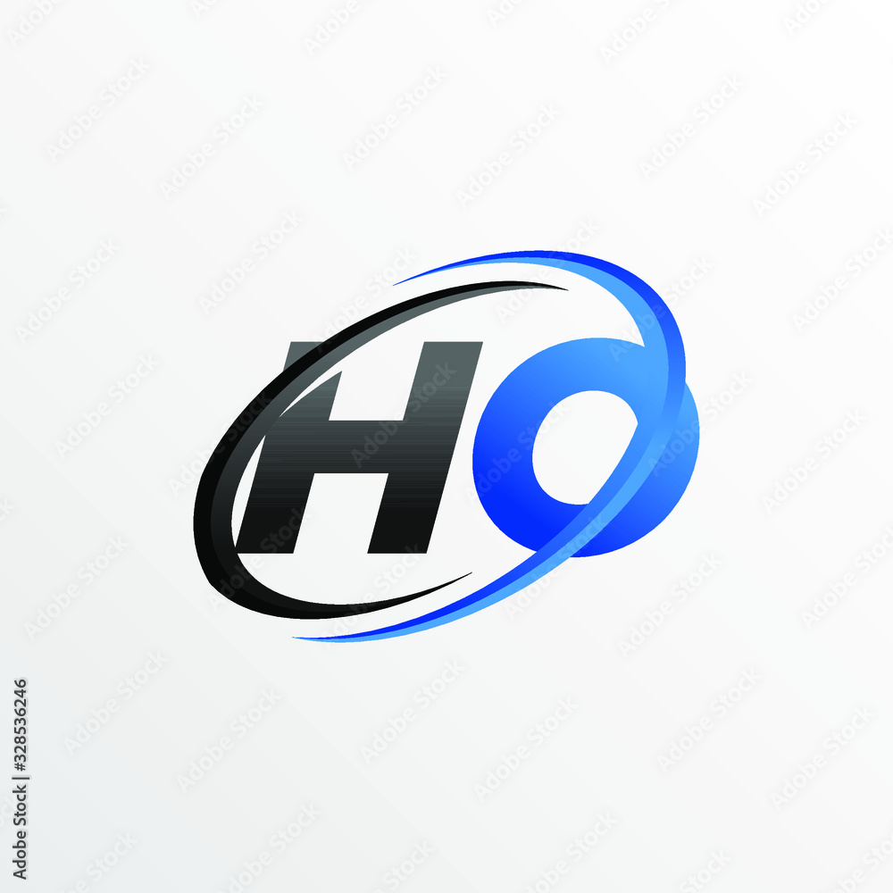 Initial Letters HO Logo with Circle Swoosh Element Stock Vector | Adobe ...