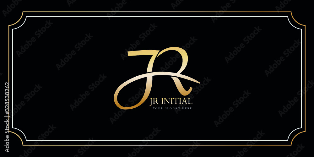 JR initial letter Luxury creative logo design in gold and white Stock ...