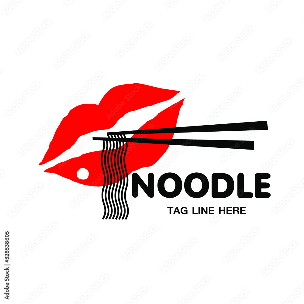Instant noodles logo with chopstick vector design. Stock Vector | Adobe ...