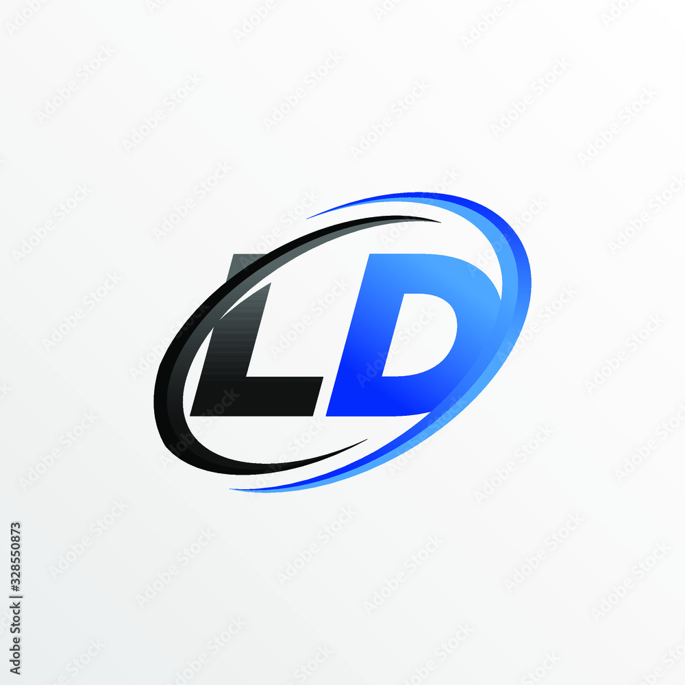 Initial Letters LD Logo with Circle Swoosh Element Stock Vector | Adobe ...