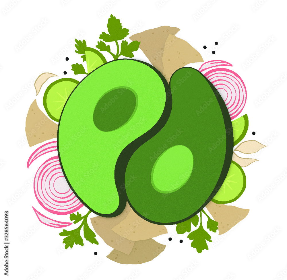the duality of guac, halved avocado as a yin yang symbol, harmony and ...
