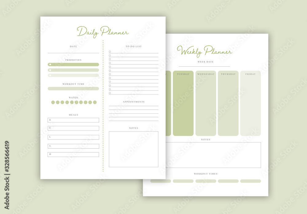 Green Planner Layout Stock Template | Adobe Stock
