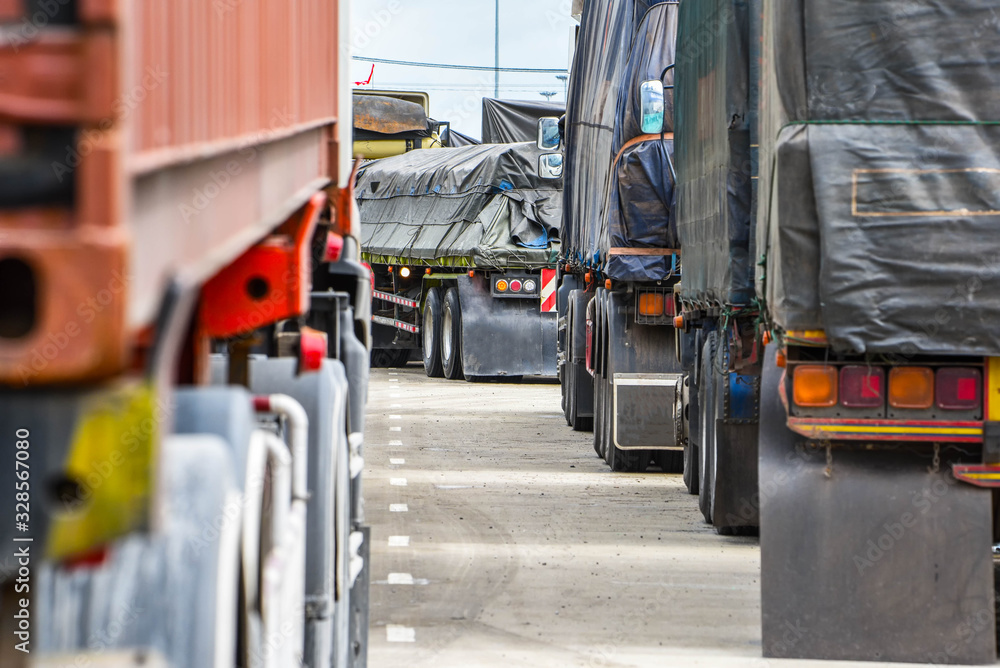 Lorry transport truck on the asphalt road, logistic cargo transport ...