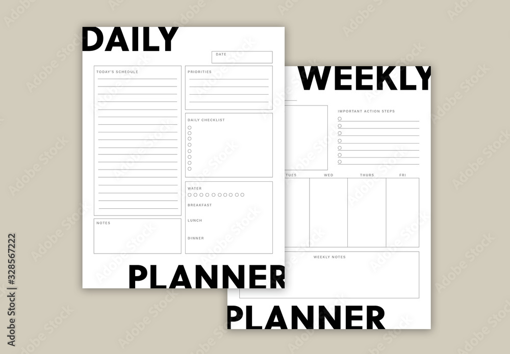 Black and White Planner Layout Stock Template | Adobe Stock