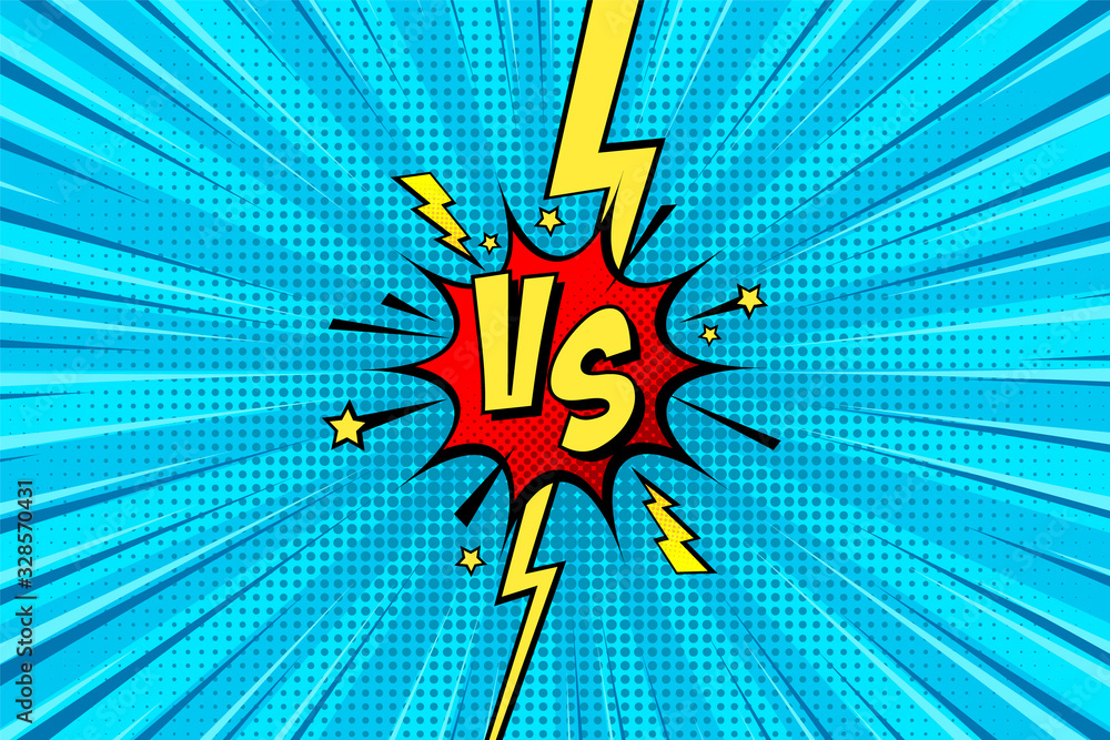 Cartoon comic background. Fight versus. Comics book colorful ...