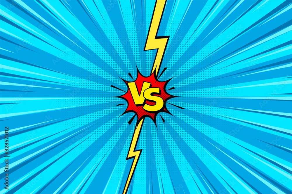Cartoon comic background. Fight versus. Comics book colorful ...