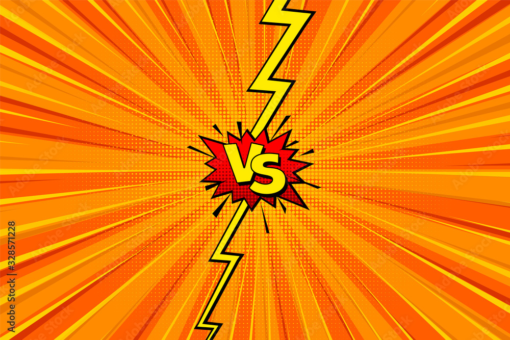 Cartoon comic background. Fight versus. Comics book colorful ...