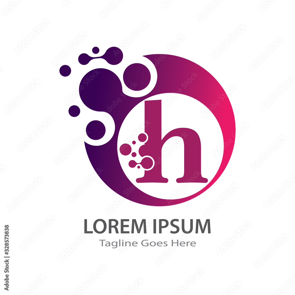 Letter H with pixel digital Logo design, Creative Vector Template ...