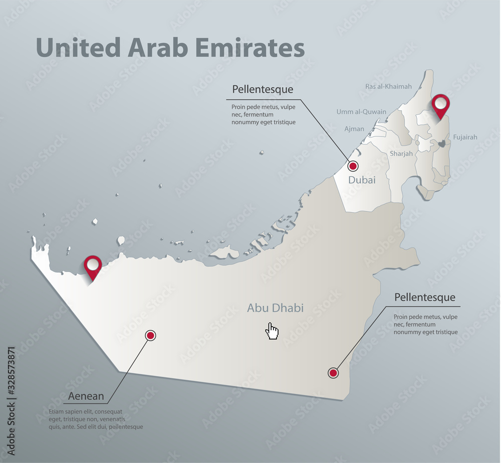 United Arab Emirates map, administrative division with names, blue ...