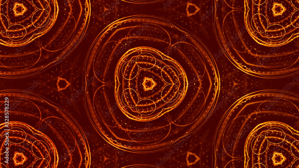 Gold motion design background with symmetrical pattern. Abstract sci-fi ...