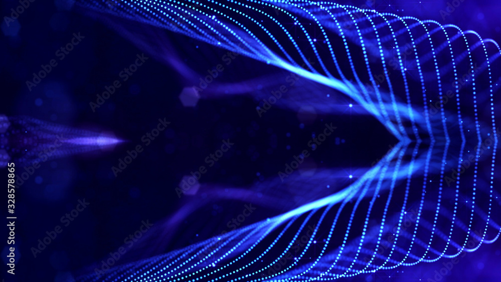Blue motion design background with symmetrical pattern. Abstract sci-fi ...