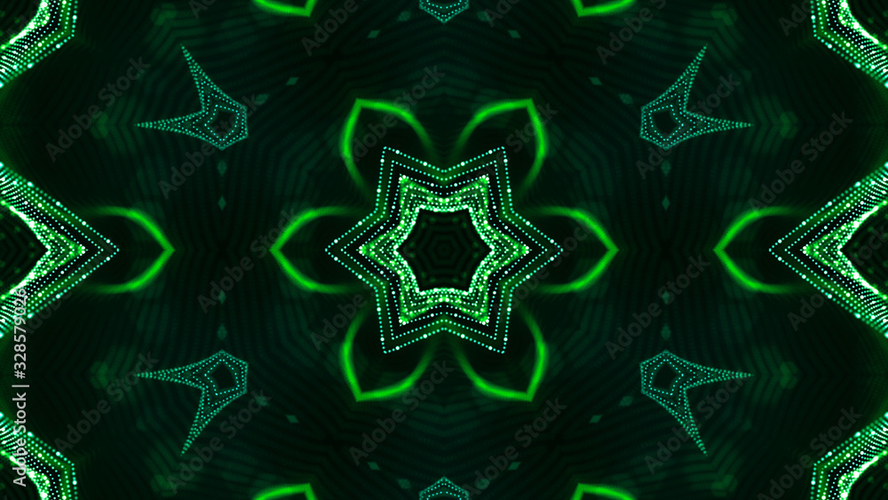 green motion design background with symmetrical star pattern. Abstract ...