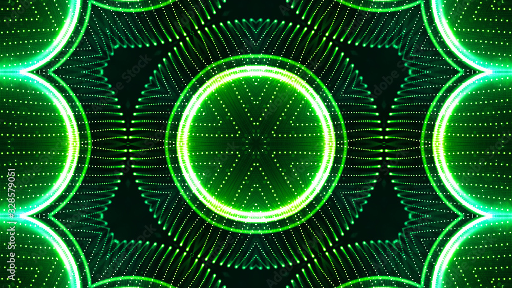 green motion design background with symmetrical star pattern. Abstract ...