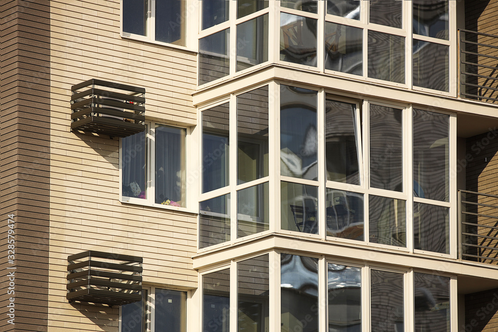 Lviv, Ukraine - 3 4 2020: Facade of a tall multi-storey modern house ...