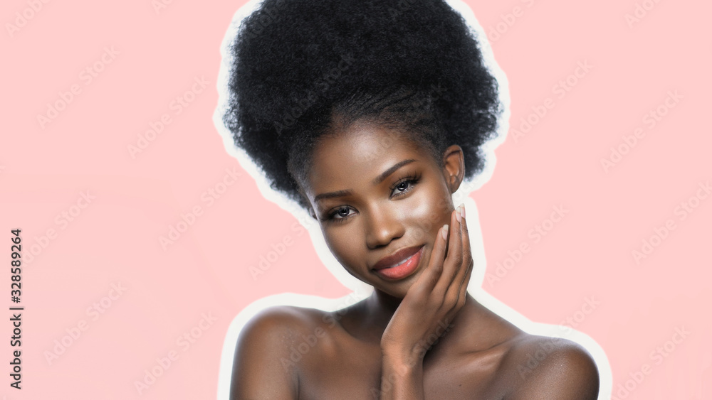 Cheerful Single Model With Perfect Skin Tilted Her Head Slightly, Close ...