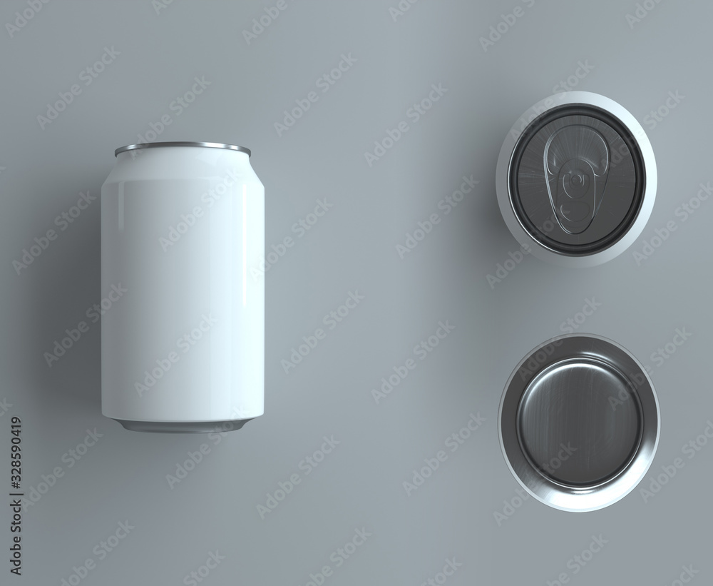 Aluminium beer, coke and slim soda can mock up blank template. 3D ...