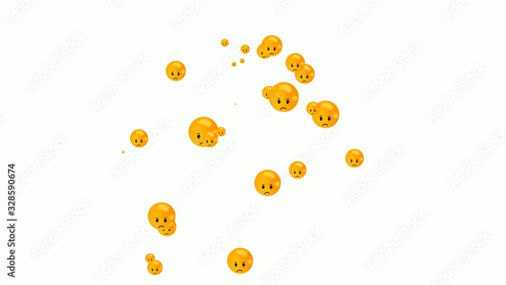 sad emoticons flying animation. social media motion isolated on white ...