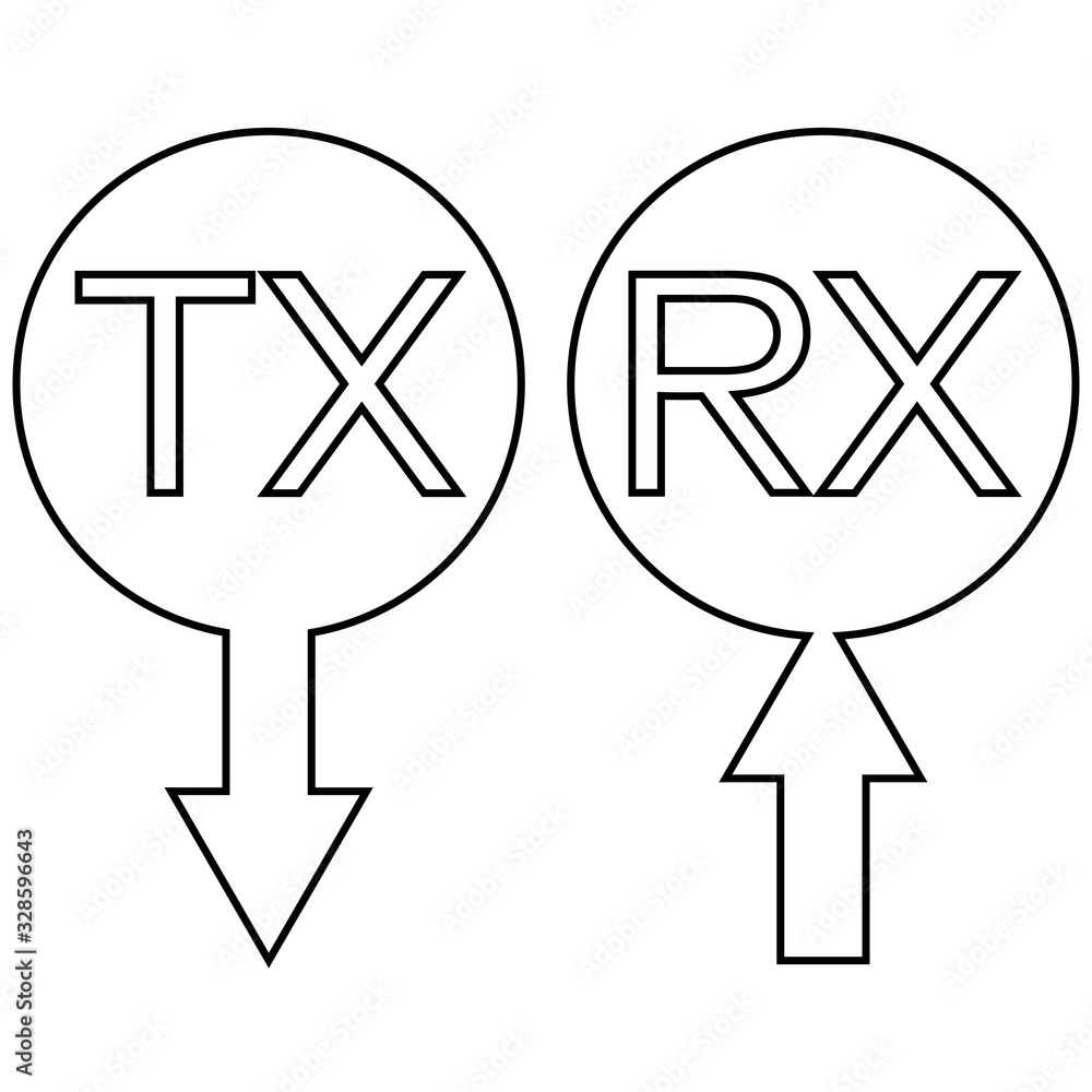 Sign icon tx rx transmission receiving data information, vector simple ...