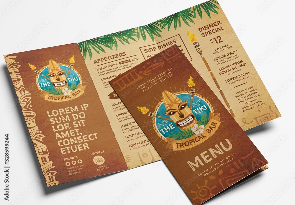 Tiki Bar Menu Layout Stock Template | Adobe Stock