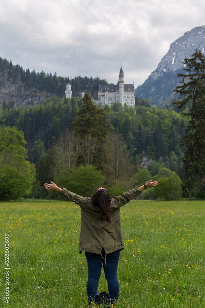 photo session in neuschwanstein castle, landscape with the impressive ...