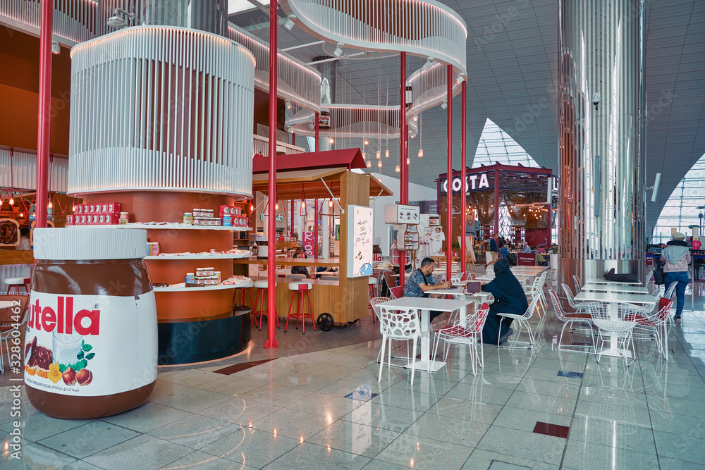 DUBAI, UAE - CIRCA JANUARY 2019: Nutella Cafe in Dubai International ...