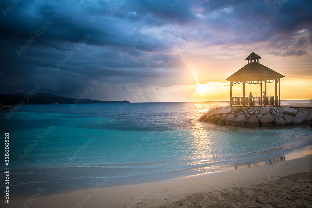 Tropical Island Sunset Stock Photo | Adobe Stock