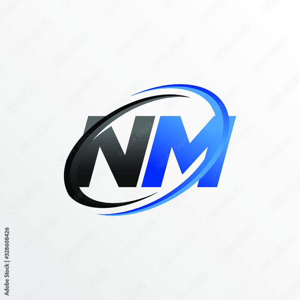 Initial Letters NM Logo with Circle Swoosh Element Stock Vector | Adobe ...