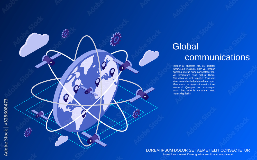 Global communication flat isometric vector concept illustration Stock ...