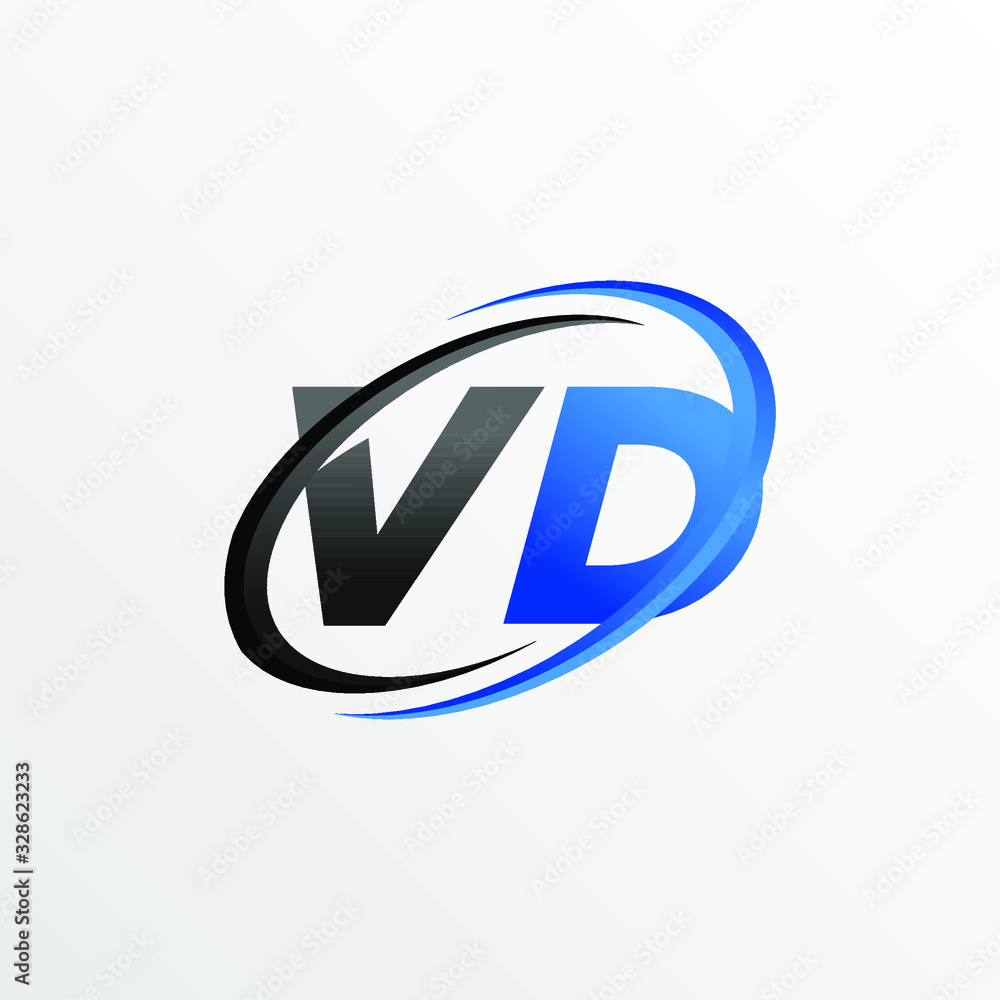 Initial Letters VD Logo with Circle Swoosh Element Stock Vector | Adobe ...