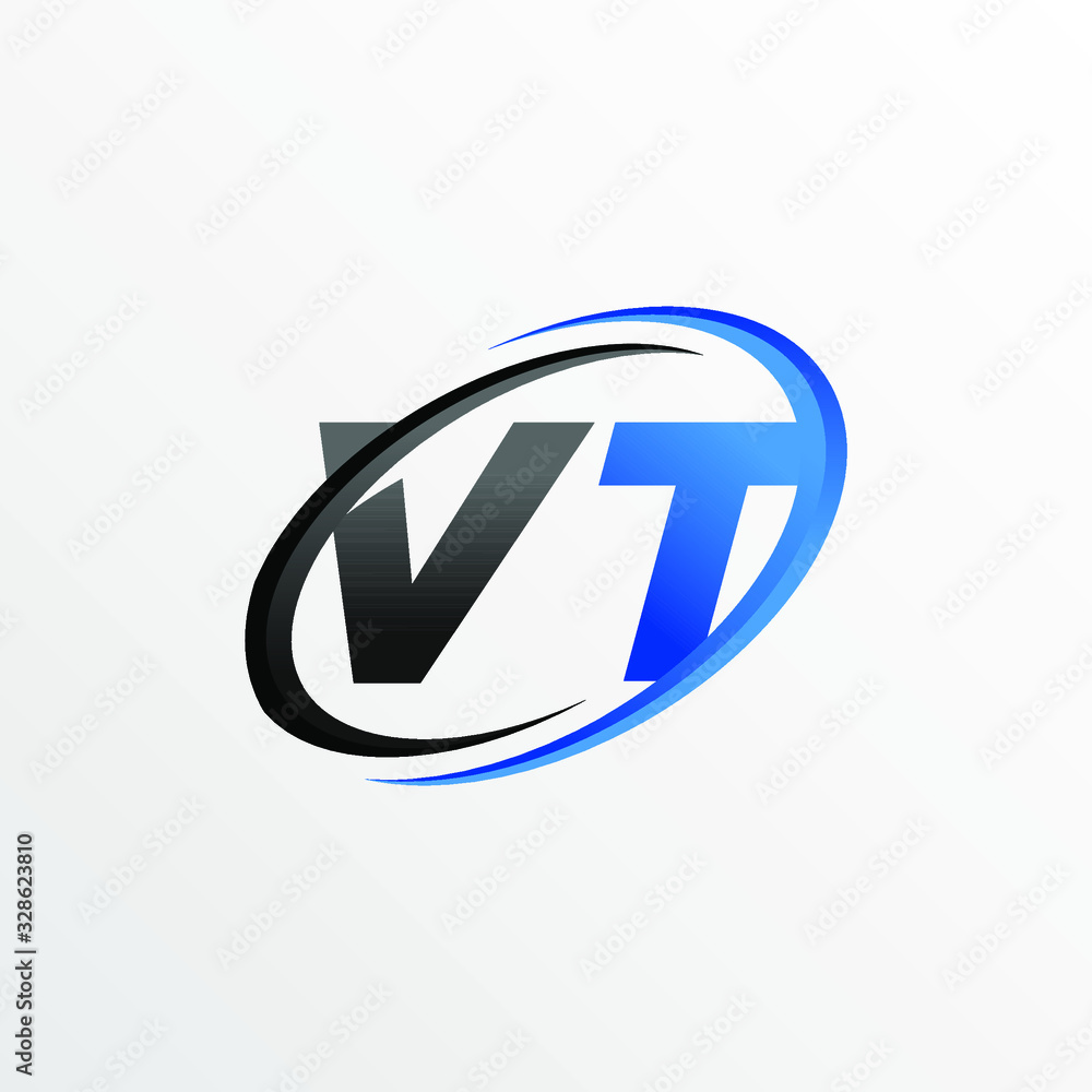 Initial Letters VT Logo with Circle Swoosh Element Stock Vector | Adobe ...