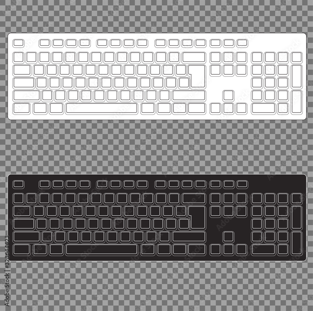 Computer Keyboard Blank Template Set. on transparent background. Stock ...