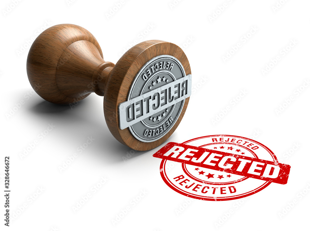 Rejected stamp. Wooden round stamper and stamp with text Rejected on ...
