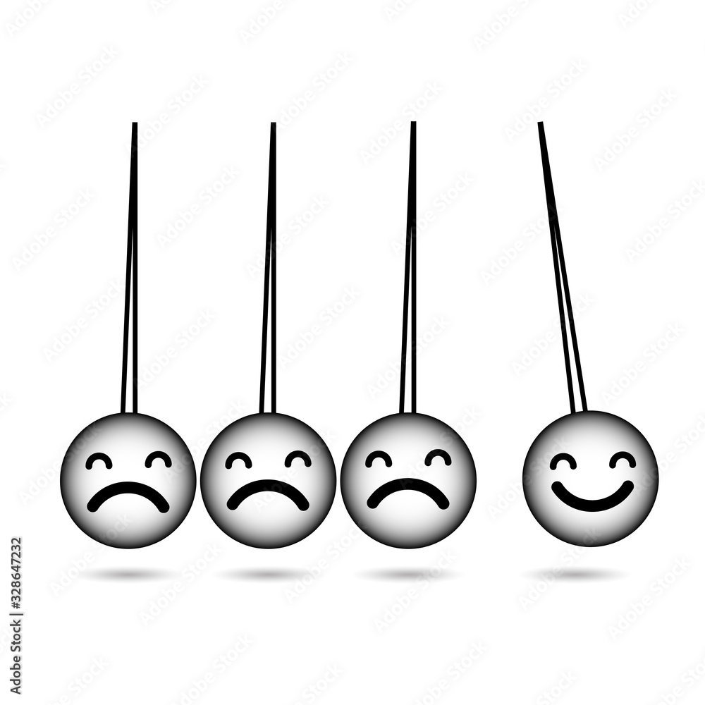 Pendulum Icon, Newton's Cradle with smile. mood change concept. Stock ...
