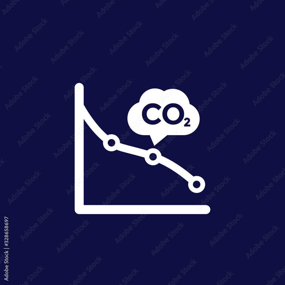 co2, carbon emissions reduction icon with graph, vector Stock Vector ...