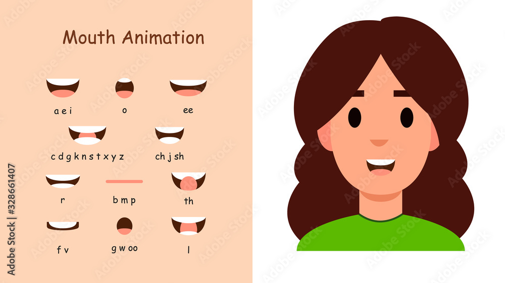 Stock-illustrationen Mouth animation. Lip sync collection for animation ...
