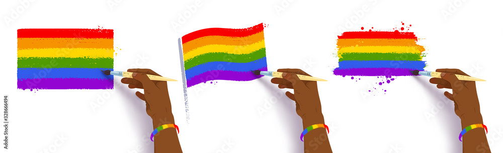 Vector collection of hands drawing LGBTQ flags Stock Vector | Adobe Stock