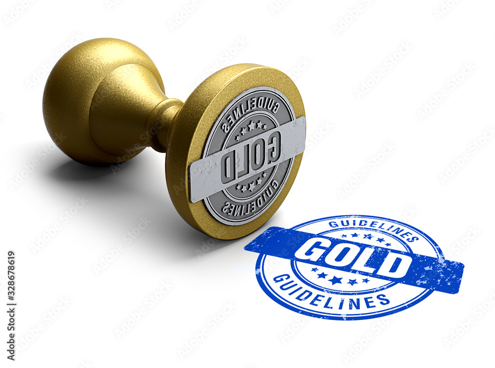 Gold stamp. Golden stamper and stamp with text Gold on white background ...