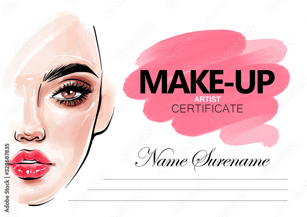 Make-up artist certificate. Beauty school diploma vector design ...