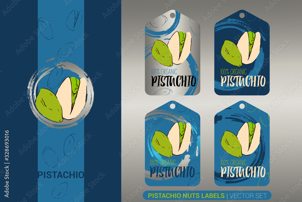 Creative nut tags in silver and blue colors with circle brush stroke ...