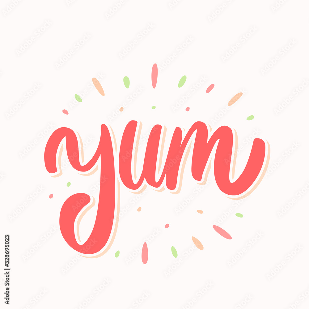 Yum. Yummy word. Vector lettering. Stock Vector | Adobe Stock
