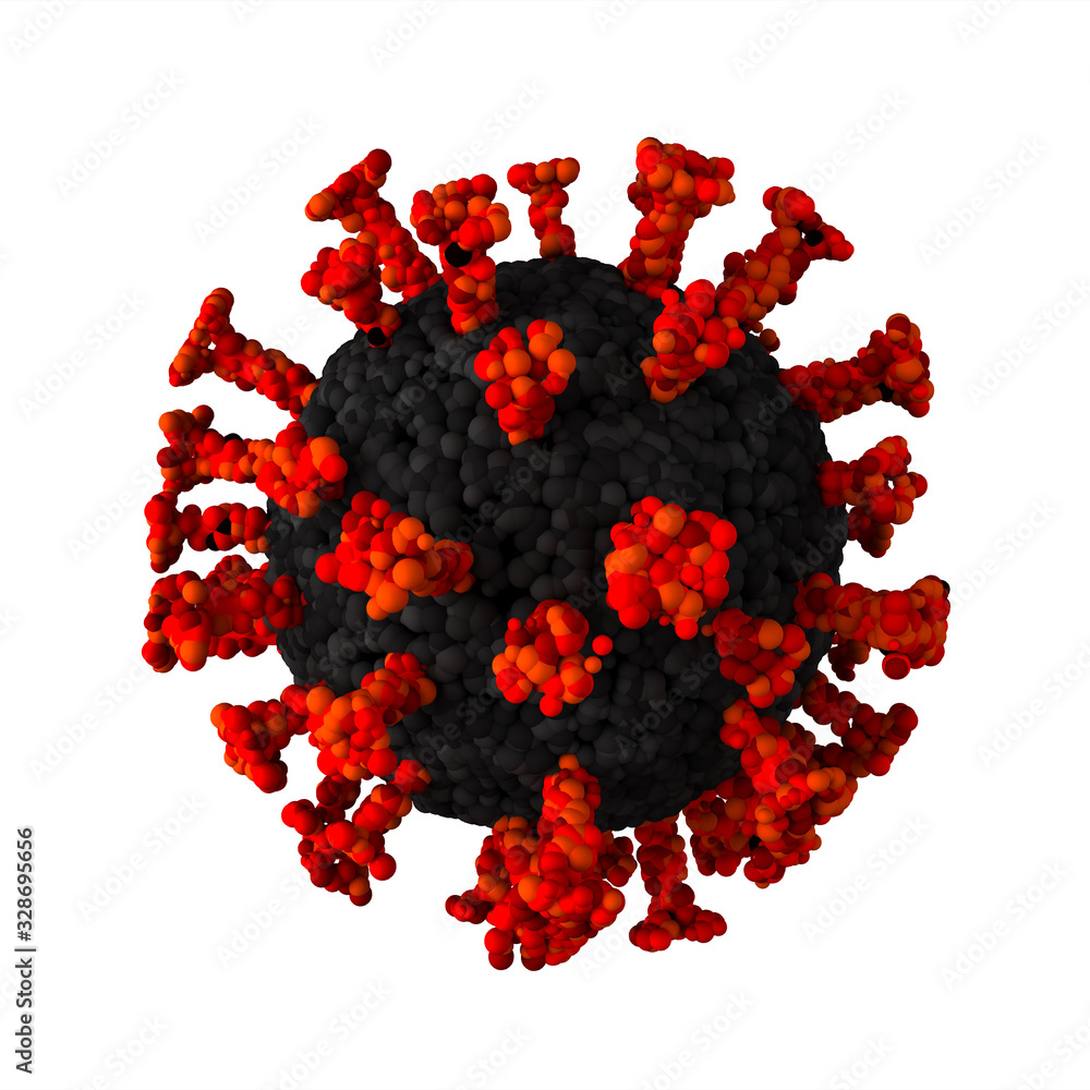 Virus cell covid-19 coronavirus design isolated on white background, 3d ...