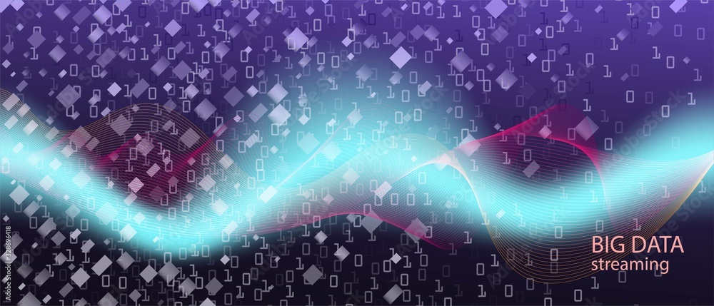 Binary Code Vector Presentation. Purple Pink Blue Background. Matrix ...