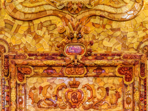 Details of the magnificent carving on amber wall panels in the restored ...