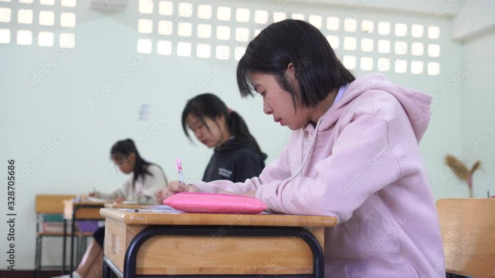 Test in high school /university student in exam room concept, Young ...