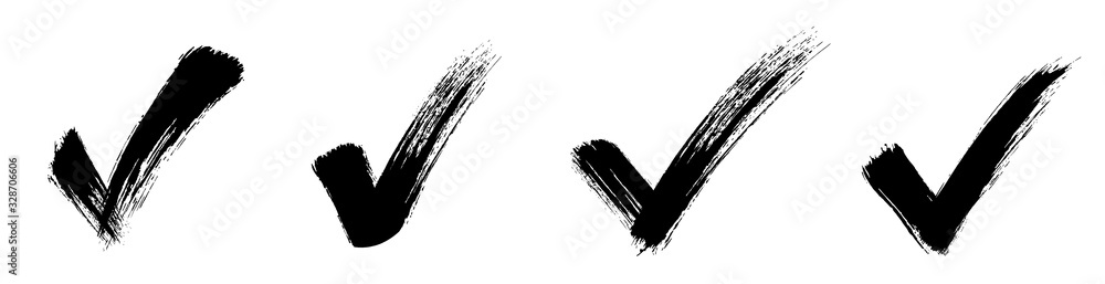 Check mark. Black grunge check mark. Hand drawn check signs isolated on ...