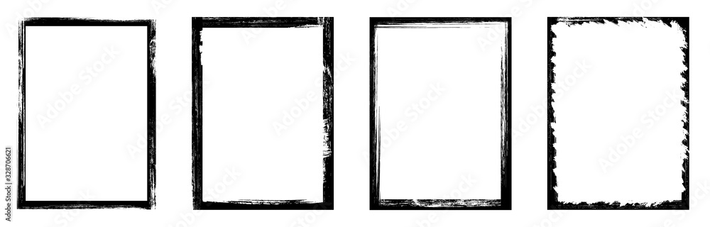 Grunge frame. Vector grunge borders. Created with a brush. Border set ...