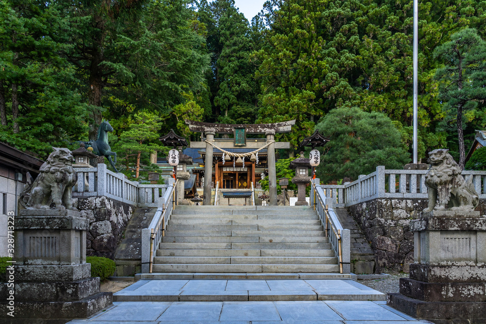 Steps leading to Sakurayama Hachimangu Shrine the oldest Shinto shrine ...