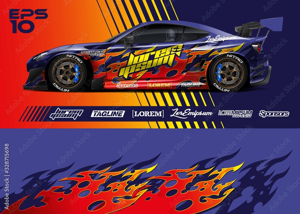 Naklejka Race car graphic livery design. Abstract sport racing ...