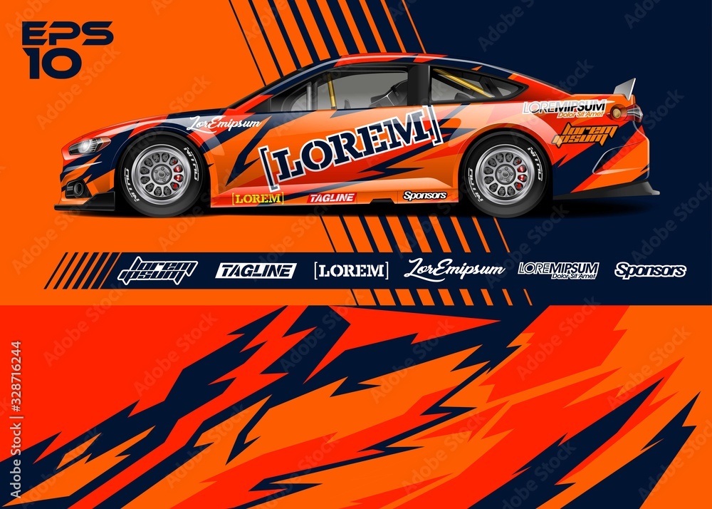 Race car graphic livery design. Abstract sport racing background for ...